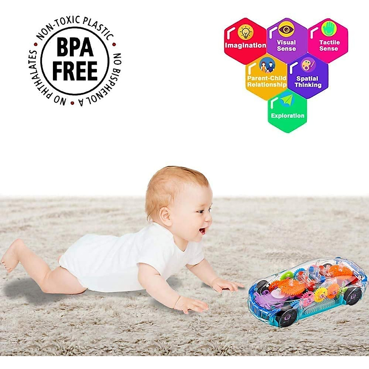 Noetoy Toys for 1 2 3 Year Old Boy, Baby Toys 6 to 12 Months Electric Car Toys for Boys Girls Toddlers with Cool Light & Sound Effect, Great Christmas Birthday Gift for Kids