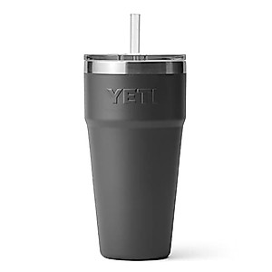 YETI Rambler 26 oz Straw Cup, Vacuum Insulated, Stainless Steel with Straw Lid, Charcoal