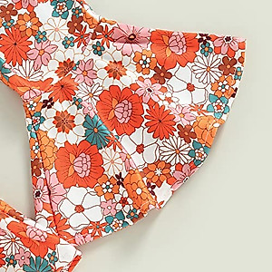 Toddler Baby Girl Summer Clothes Short Sleeve Groovy T-Shirt Flower Bell Bottoms Bobo Baby Girl Clothes 1-6T (Two Groovy-White, 2-3 Years)