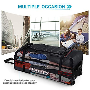 Gonex Rolling Duffle Bag with Wheels, 100L Water Repellent Large Wheeled Travel Duffel Luggage with Rollers 33 inch, Black