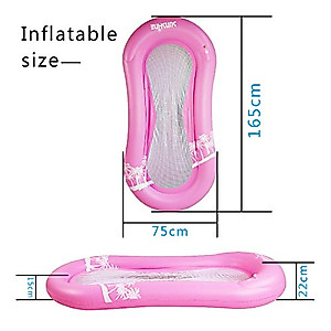 SUNSHINEMALL Inflatable Pool Float, Multi-Purpose Pool Hammock (Saddle, Lounge Chair, Hammock, Drifter) Pool Chair, Portable Water Hammock (Pink-68x32x8inch)