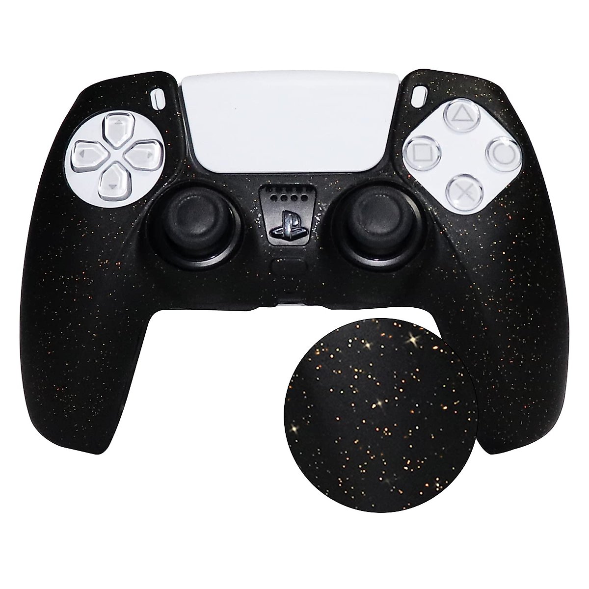 ROTOMOON PS5 Glitter Silicone Controller Skins with 8 Thumb Grips & L2 R2 Trigger Protector, Sweat-Proof Anti-Slip Controller Cover Skin Protector Compatible with Playstation 5 Controller