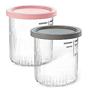 SAMTURUI Ice Cream Containers 24oz Replacement Pints and Lids for Ninja Creami 2 Pack, Compatible with Ninja NC501 NC500 Series/Deluxe Ice Cream Maker, BPA-Free, Dishwasher Safe, Leak Proof