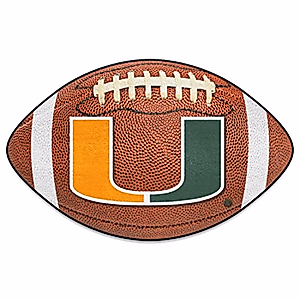 FANMATS 4464 Miami Hurricanes Football Rug - 20.5in. x 32.5in. | Sports Fan Home Decor Rug and Tailgating Mat - U Primary Logo