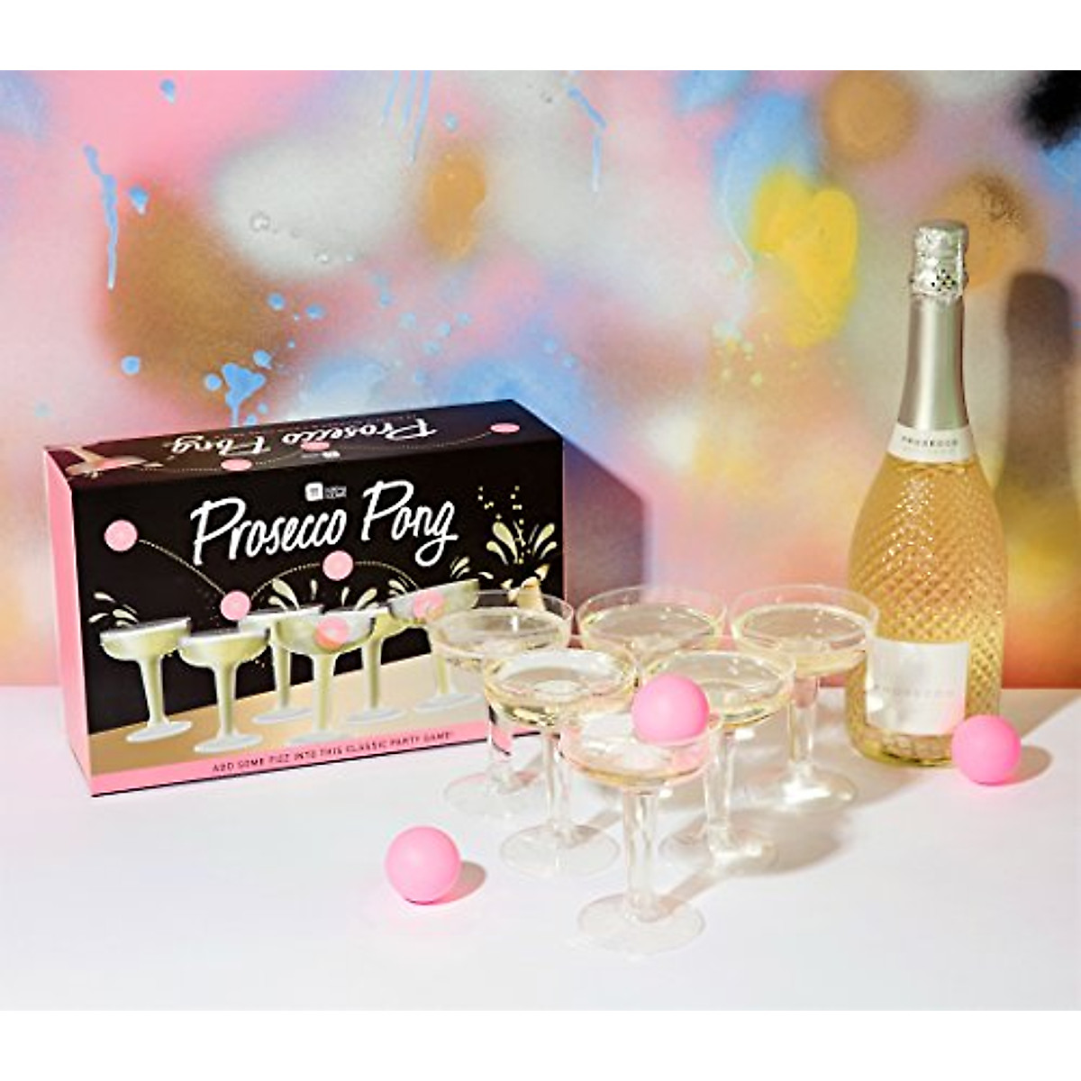 Talking Tables Prosecco Adult Drinking Includes Glasses & Ping Pong Balls | Games for Bachelorette Party, Girls Night, Birthday, Bridal Shower, NYE, Cham, 12 Glasses
