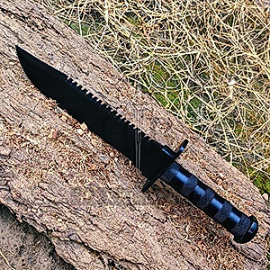 Haxxi Blade Custom Made Rambo Tactical Knife Carbon Steel Knife With Leather Sheath Hunting Knives