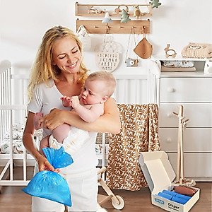 Dergik LEATHER Diaper Bag Dispenser | 105 Disposable Diaper Sacks (7 Pack Diaper Bags Refills) for Baby and Toddler Poop or Dirty Clothes | Portable Travel Essential and On the Go, Brown