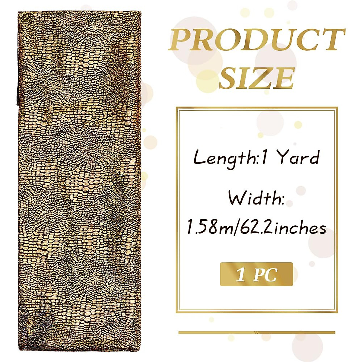 MAYJOYDIY 1 Yard Gold Snake Skin Texture Faux Leather Fabric 62.2inch Width Gilding Polyester Fabric Shiny Snake Skin Fabric for Sewing Crafts Clothing Accessories Handbag Apparel Party Decoration