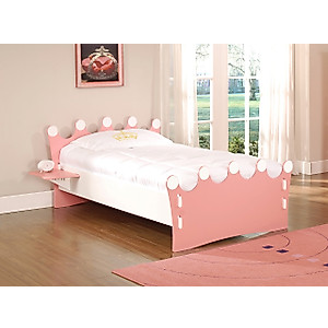 Legaré Furniture Children's Princess Standard Bed Frame for Kids, Pink and White, Twin Size
