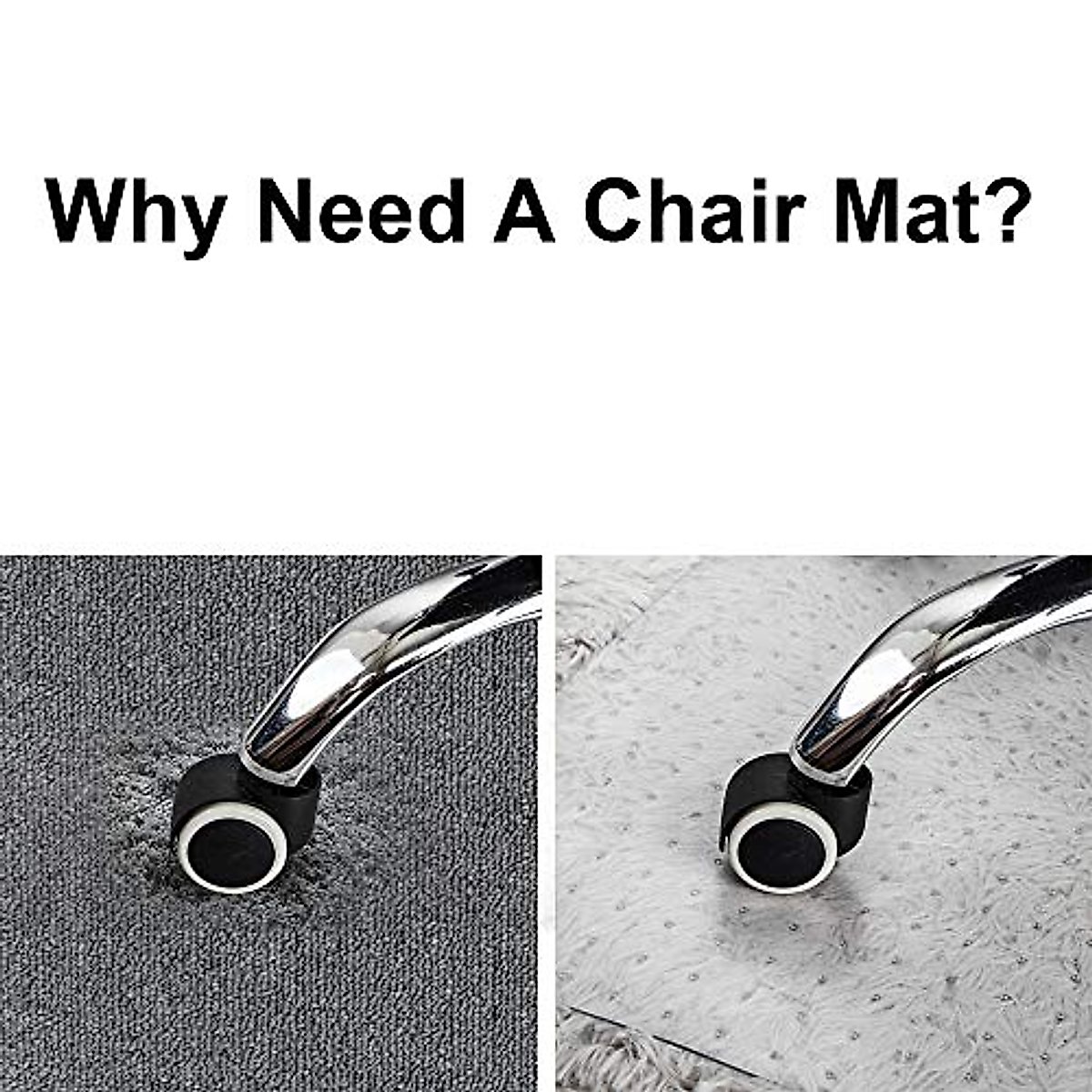 Azadx Clear Office Chair Mat for Low, Standard and No Pile Carpeted Floors, Plastic Computer Desk Chair Mat on Carpet for Easy Rolling, Durable Carpet Protector Mat (36 x 48'' Rectangle)