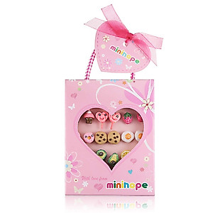 minihope 30 Pairs Little Girls Earrings Hypoallergenic,Cute Multiple Animal Donut Stud Earrings for Kids,Made with Polymer Clay,Best Gifts for Girls