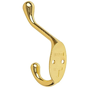 UNIQANTIQ HARDWARE SUPPLY Heavy Duty Brass Plated Hat and Coat Hook | Wall, Hall Tree, Rack Mount Vintage Coat Hooks for Hanging Garment | H21-P2699-1BP (1)