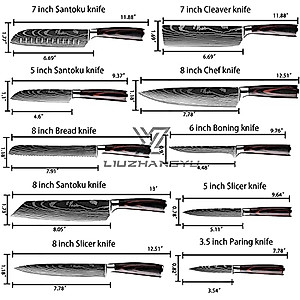 Kitchen Chef Knife Sets, 3.5-8 Inch Set Boxed Knives 5Cr15mov Stainless Steel Ultra Sharp Japanese Knives with Sheaths, 10 Pieces Knife Sets for Professional Chefs