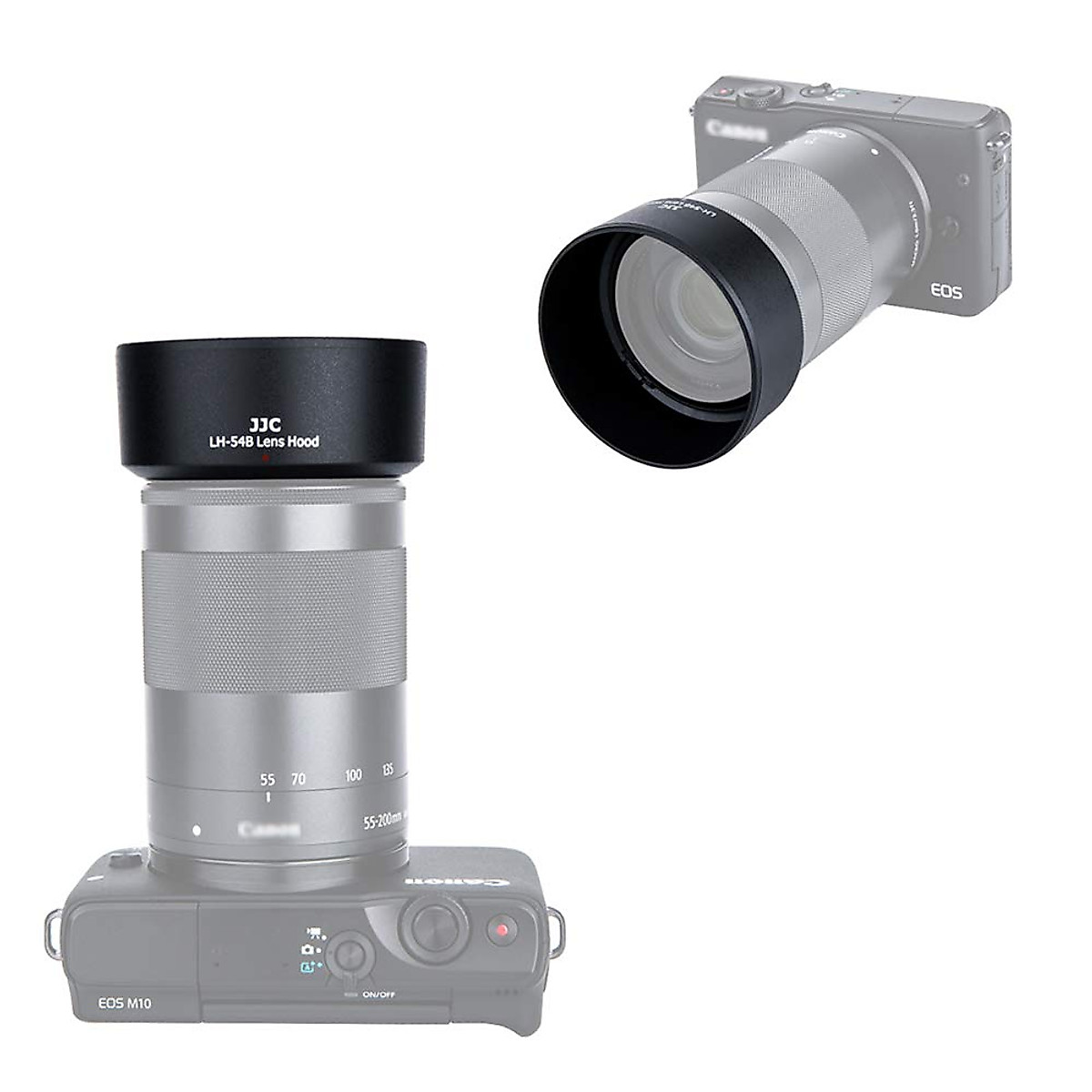 JJC Bayonet Dedicated Lens Hood Shade for Canon EF-M 55-200mm f/4.5-6.3 is STM Lens on Canon EOS M50 M100 Mirrorless Camera, Replaces Canon ET-54B OEM Lens Hood