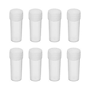 Othmro 75Pcs 5ml Plastic Bottles Lab Cylindrical Chemical Reagent Bottles, Wide Mouth Laboratory Reagent Bottles, Sample Sealing Liquid Storage Containers for Food Stores White Translucent