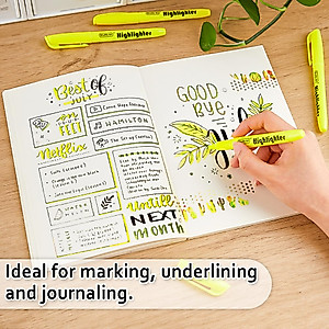 Shuttle Art 144 Pack Highlighters, Yellow Highlighter Pen Bulk with Versatile Chisel Tip Dry-Quickly Non-Toxic Highlighter Markers for Adults Kids Highlighting in Home School Office