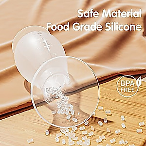 NCVI Silicone Breast Pump, Milk Collector with Suction Base, Dust Proof Cap and Stopper, Food Grade Silicone Milk Saver, BPA Free, Manual Breast Pump for Breastfeeding, 5oz/160ml