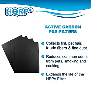 HQRP True HEPA + 4 Carbon Filter Set compatible with Electrolux EL480A EL490A EL491A Oxygen3 PlasmaWave, part EL017 Replacement