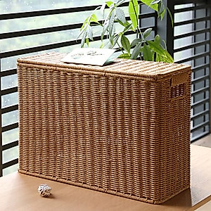 OSALADI Narrow and Tall Storage Box with Lid Book Baskets Narrow Holder Sundries Organizer Toy Baskets Basket with Lid Weave Sundries Basket Plastic File Rack To Weave