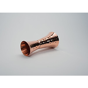 Sertodo Copper Double Sided Jigger, 1 oz and 2 oz Measured Shots, Hand Hammered 100% Pure Copper, Single