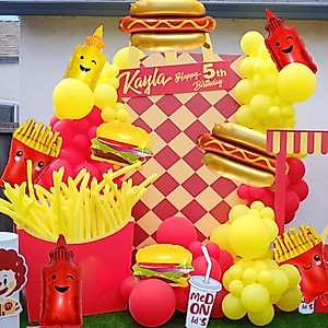 10Pcs BBQ Party Balloons,Food Themed Foil Balloons Hot Dog Hamburger Ketchup French fries Mustard Bottle for Picnic Snacks Baby Shower Birthday Party Decorations Supplies