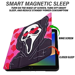 Cabreche Compatible with iPad 10.2 inch Case,9th /8th /7th Generation Case (2021/2020/2019) with Hard PVC Back,Auto Sleep/Wake Cover,for Girls Women Aesthetic Cute Cool-Skull Skeleton