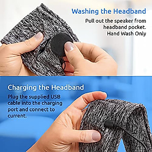 URBAN SOMBRERO NiYo Sleep Headband with in-Built Headphones - Sports Headphones, Comfortable, Wireless Music Sleeping Headphones, Grey Headphones for Exercising, Sleeping