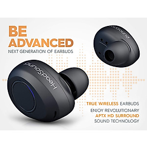 HeadSound X5 True Wireless Earbuds Headphones, CVC 8.0 Noise Reduction, Bluetooth 5.0 APTX HD Sound In Ear Totally Wireless Earphones, 32Hr Play Auto Pairing IPX7 Sweatproof Sport Headset,Built in Mic