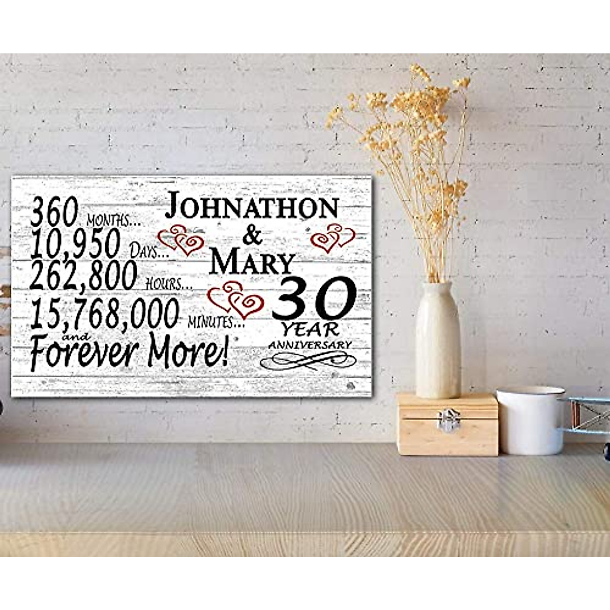 Broad Bay Personalized 30 Year Anniversary Sign Gift 30th Wedding Anniversary Present for Couple Him Or Her Days Minutes Years