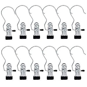 Huji Laundry Hanging Hooks Clothes Boots Chrome Pins Clips Hangers (12PK)