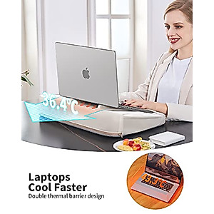 SAIJI Laptop Lap Desk, Ultra Lightweight Portable Lap Desk with Pillow Cushion, Fit up to 17” Laptop & MacBookAir with Side Pocket, Rails for Airflow, Computer Laptop Stand Desk for Couch, Bed & Chair