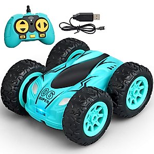Meryi Mini Stunt RC Cars Toy, 4WD 2.4Ghz Remote Control Car Double Sided Rotating Vehicles, Kids Toy for Boys & Girls Birthday No Battery