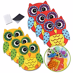 Owl Stickers Foam Crafts For Kids Magnet Kits for Kids Fall Crafts for Kids Preschool Crafts Kid Magnets Toddler Craft Kit Magnet Kids Owl Decal Party Crafts for Kids Childrens Magnets (12 Pack)