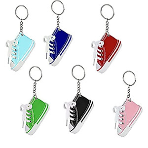 The Dreidel Company Sneaker Keychain, Cloth Material Shoe with Key Chain, Assorted Colors (6-Pack)