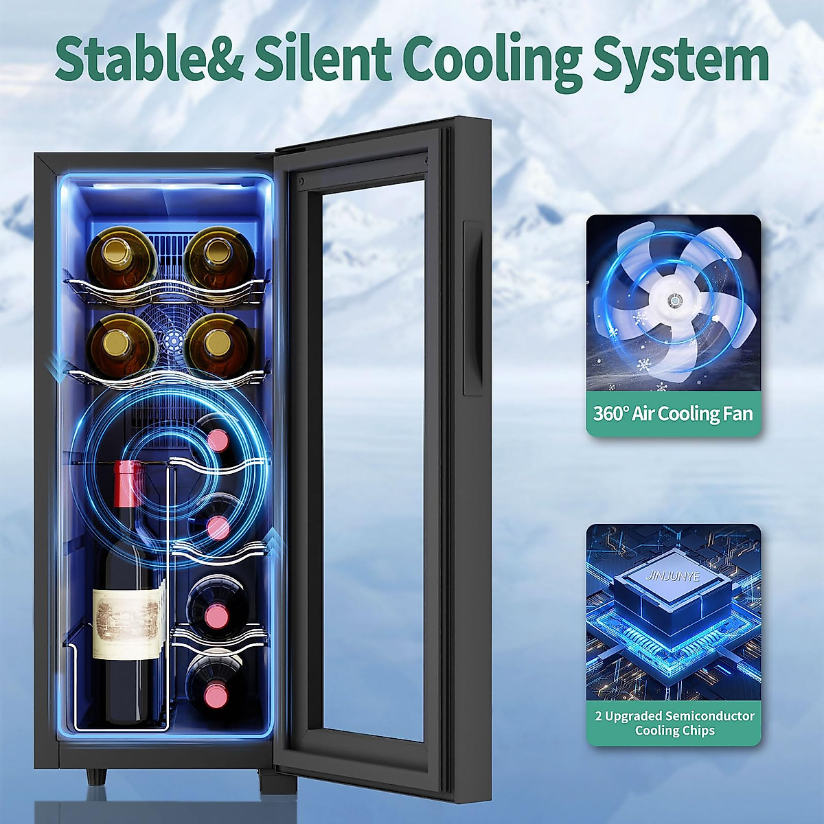 JINJUNYE 12 Bottle Wine Cooler, Wine Fridge Small, 46-66°F, Freestanding Wine Cooler Refrigerator with Digital Temperature Control, Wine Cellar Gift for Wine Lover…