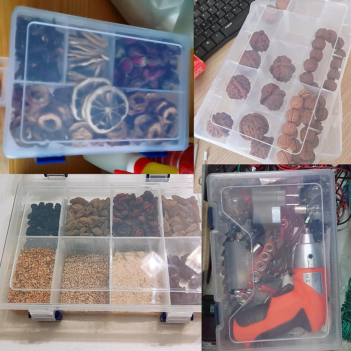 Xiaoyztan 8 Grids Plastic Storage Box with Removable Divider Case for Electronics Jewelry Sewing Tool Gadgets