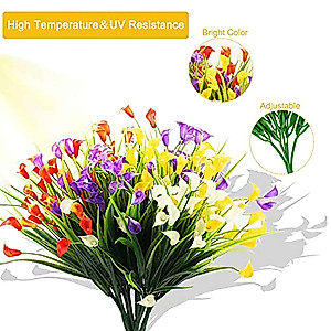 Lokediren Artificial Flowers for Outdoors, 16 Bundles Fake Plants UV Resistant,Faux Plastic Flower for Outdoor Outside Decorations