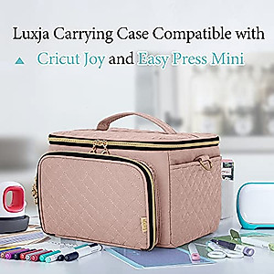 Luxja Carrying Case Compatible with Cricut Joy and Easy Press Mini, Carrying Bag with Supplies Storage Sections, Pale Rose