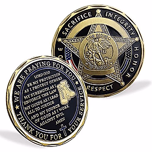 Police Officer Challenge Coin Saint Michael Prayer Gift Thank You For Your Service