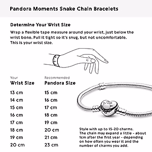 PANDORA Jewelry Moments Heart Clasp Snake Chain Charm Sterling Silver Bracelet, 6.3", No Box