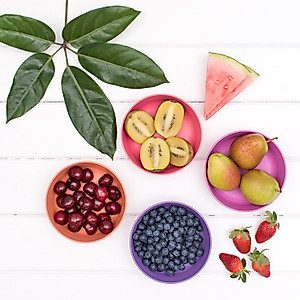 Bobo&Boo Bamboo Kids Plates (7.8inch), Set of 4 Eco Friendly Toddler Plates :: Non Toxic Children’s Dinnerware for Babies & Big Kids :: Mix and Match :: Great Gift for Baby Showers & Birthdays, Sunset