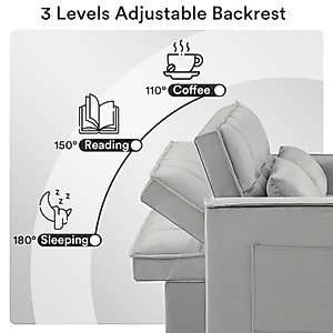 Rovibek Sofa Bed 3 in 1 Sleeper Sofa Couch Bed Pull Out Futon Sofa Bed Convertible Sleeper Sofa Bed Love Seat with 2 Pillows & Side Storage Pockets for Living Room Apartment Small Space
