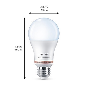 PHILIPS 60-Watt Equivalent A19 LED Daylight (5000K) Smart Wi-Fi Light Bulb Powered by WiZ with Bluetooth (4-Pack)