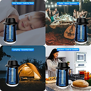 Bug Zapper Outdoor Indoor, Mosquito Zapper, Fly Trap, Waterproof Insect Killer, 3800V Electric Fly Zapper for Home, Patio, Camping, Kitchen