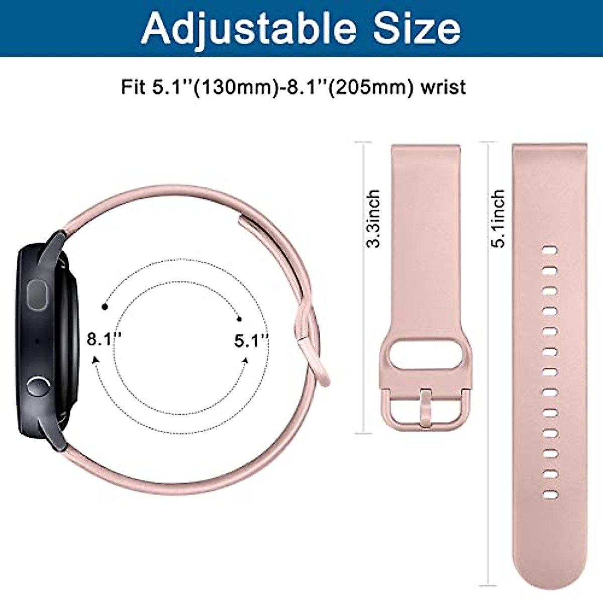 Meliya Bands for Amazfit GTR 4 / GTR 3 Pro / GTR 3 / GTR 2e / GTR 2 / GTR 47mm, 22mm Quick Release Soft Silicone Sport Replacement Watch Strap for Amazfit GTR 4 / GTR 3 Pro / GTR 3 / GTR 2e / GTR 2 Smart Watch Women Men (Rose Gold)