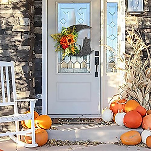 Halloween Wreaths Front Door Wreath Black, Fall Wreaths Scene Party Farmhouse Hello Sign Props Halloween Purple Outdoor Decor Window Hanging