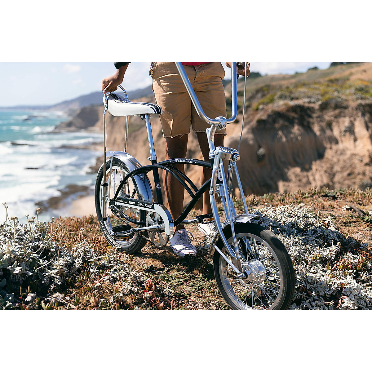 Schwinn Classic Krate Kids Bike, for Boys and Girls Age 6+ Year Old, Iconic Sting-Ray Frame & Springer Fork, Vintage High-Rise Ape Handlebar, Banana Seat, Coal Krate