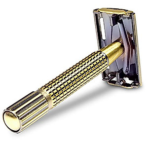 Seki Japan Double Edge Butterfly Open Safety Razor, Heavy Duty Bronze Brass Hard Chromium, 3.14inch Long Handle