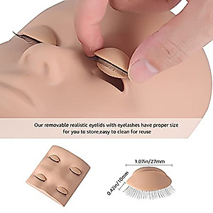 Embagol Lash Mannequin Head With 2 Pairs Replacement Eyelids For Eyelash Extension Removable Realistic Eyelids Makeup Lash Extension Training Practice Beginner Friendly Soft Silicone Lash Accessories