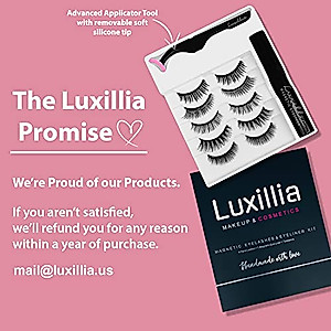 Luxillia Magnetic Eyelashes with Eyeliner, Most Natural Looking Magnetic Lashes Kit with Applicator, Best 8D, 3D Look, Reusable Fake Eye Lash, No Glue, Strongest Waterproof Liquid Liner